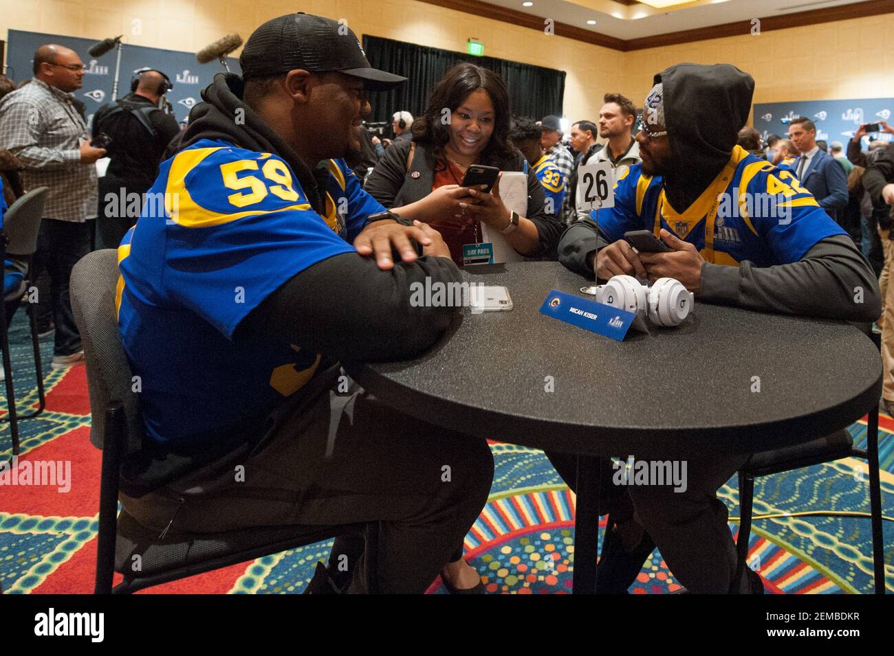 LA Rams linebacker Micah Kiser #59 and LA Rams running back John Kelly ...