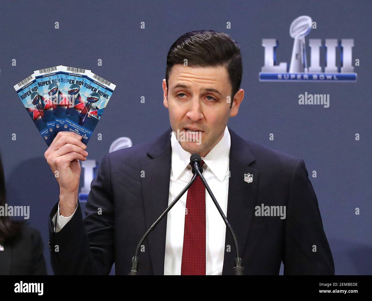 Michael Buchwald, NFL Senior Counsel, Legal, holds up real Super Bowl ...