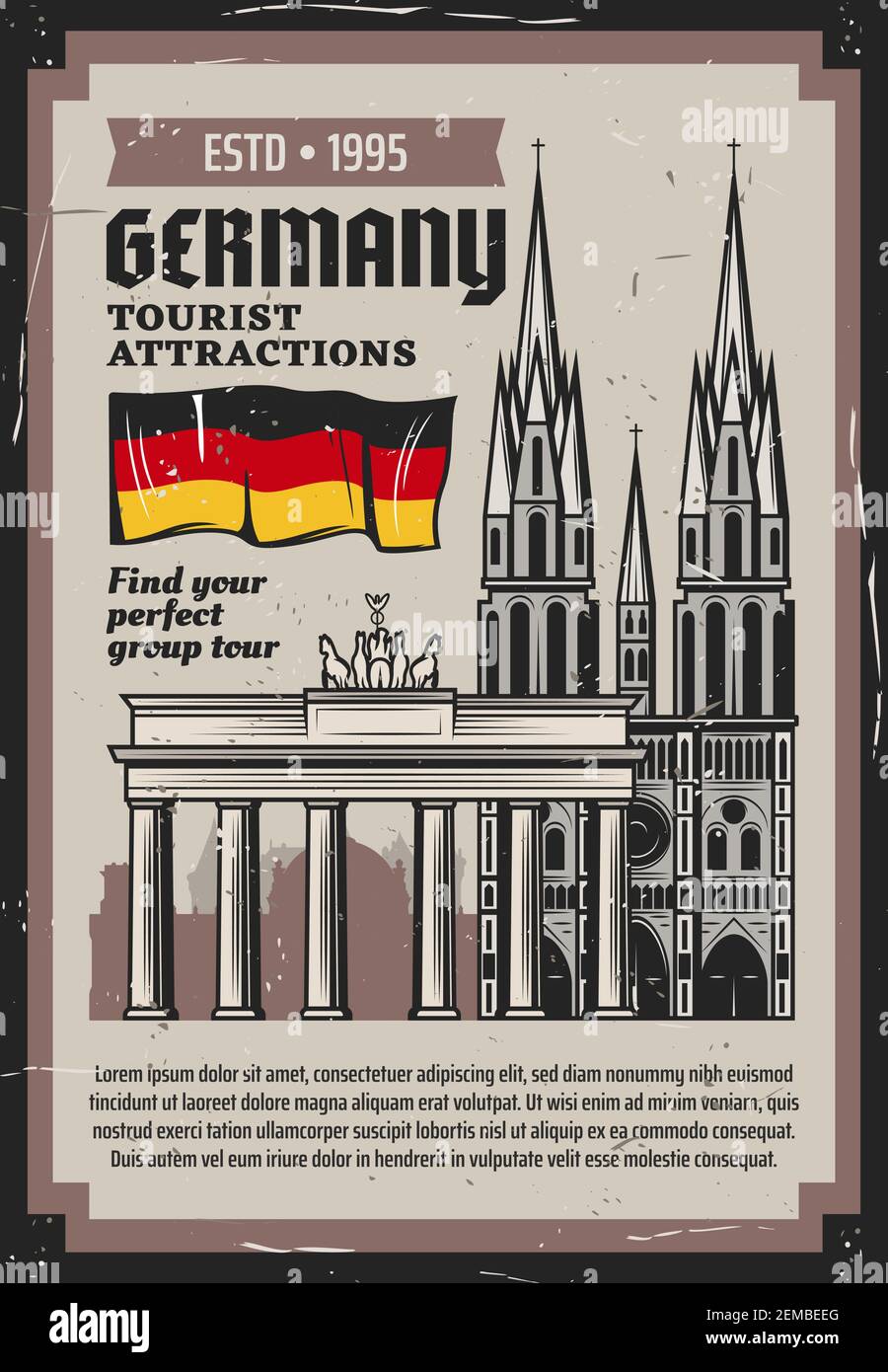 German travel and tourism vector design with architecture travel ...