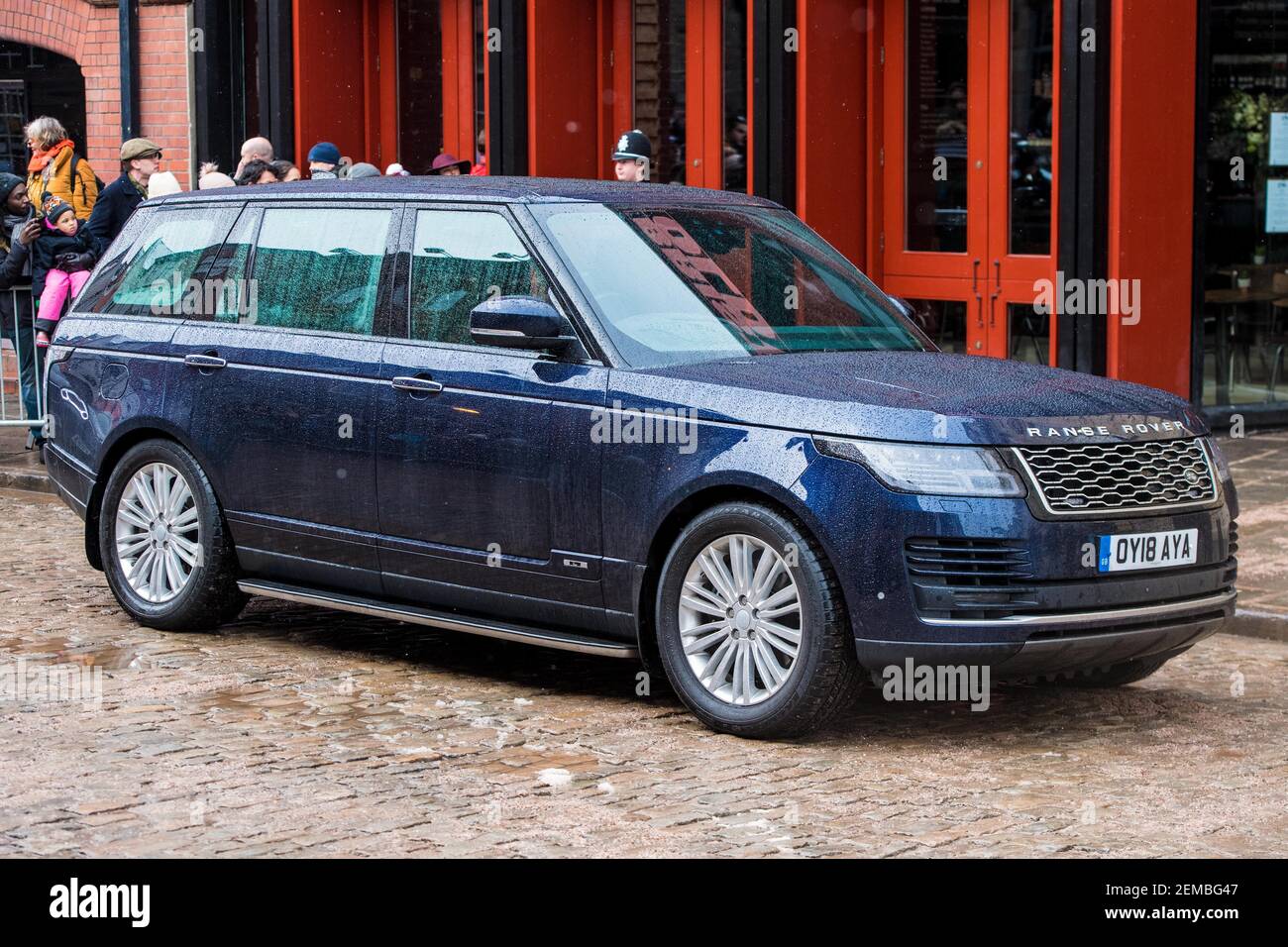 Prince Harry's car during a visit to the Bristol Old Vic in Bristol, UK ...