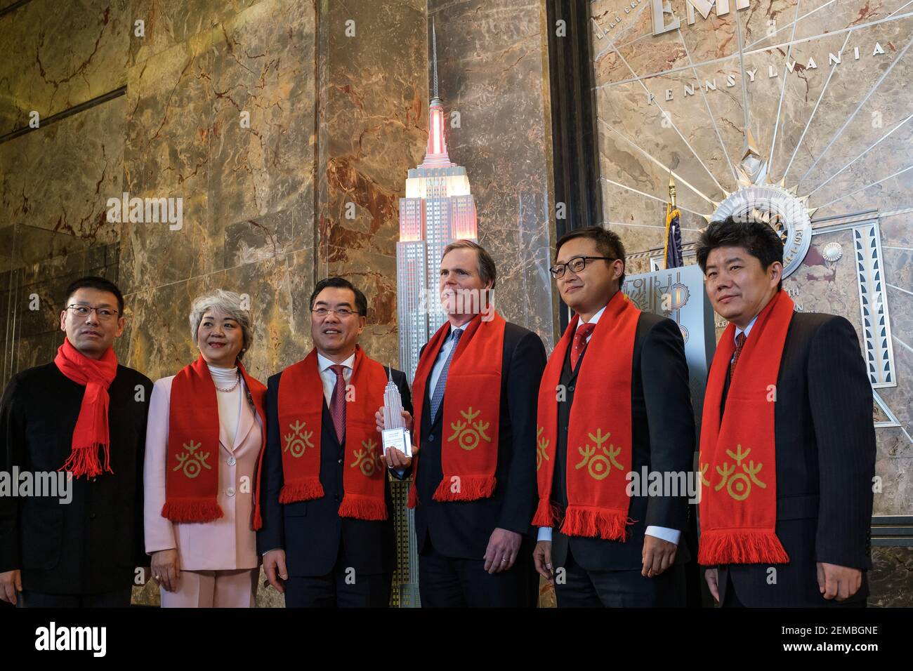 Chinese Consul General to New York City Huang Ping (Center Left) is ...