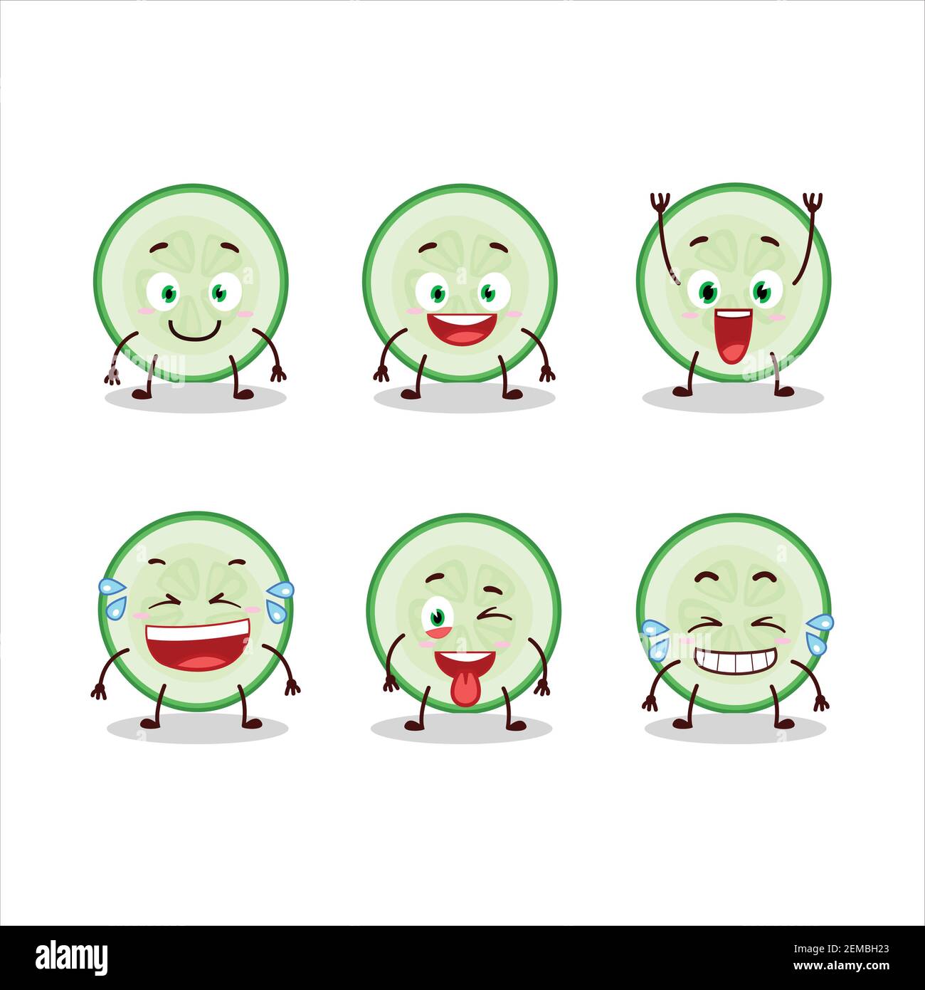 Cartoon character of slice of cucumber with smile expression. Vector ...