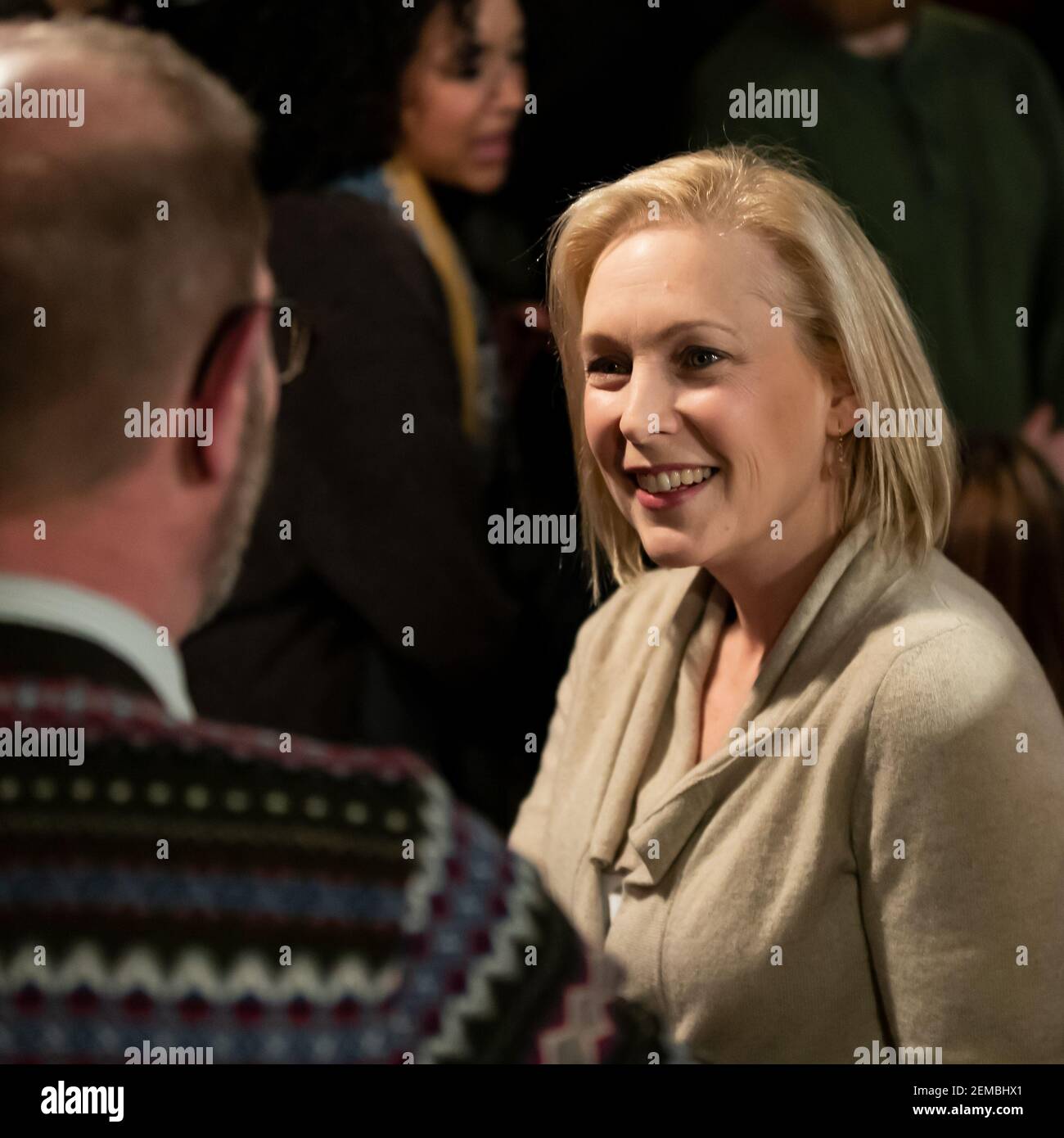Kirsten Gillibrand greets a packed room in Manchester, NH on Friday ...
