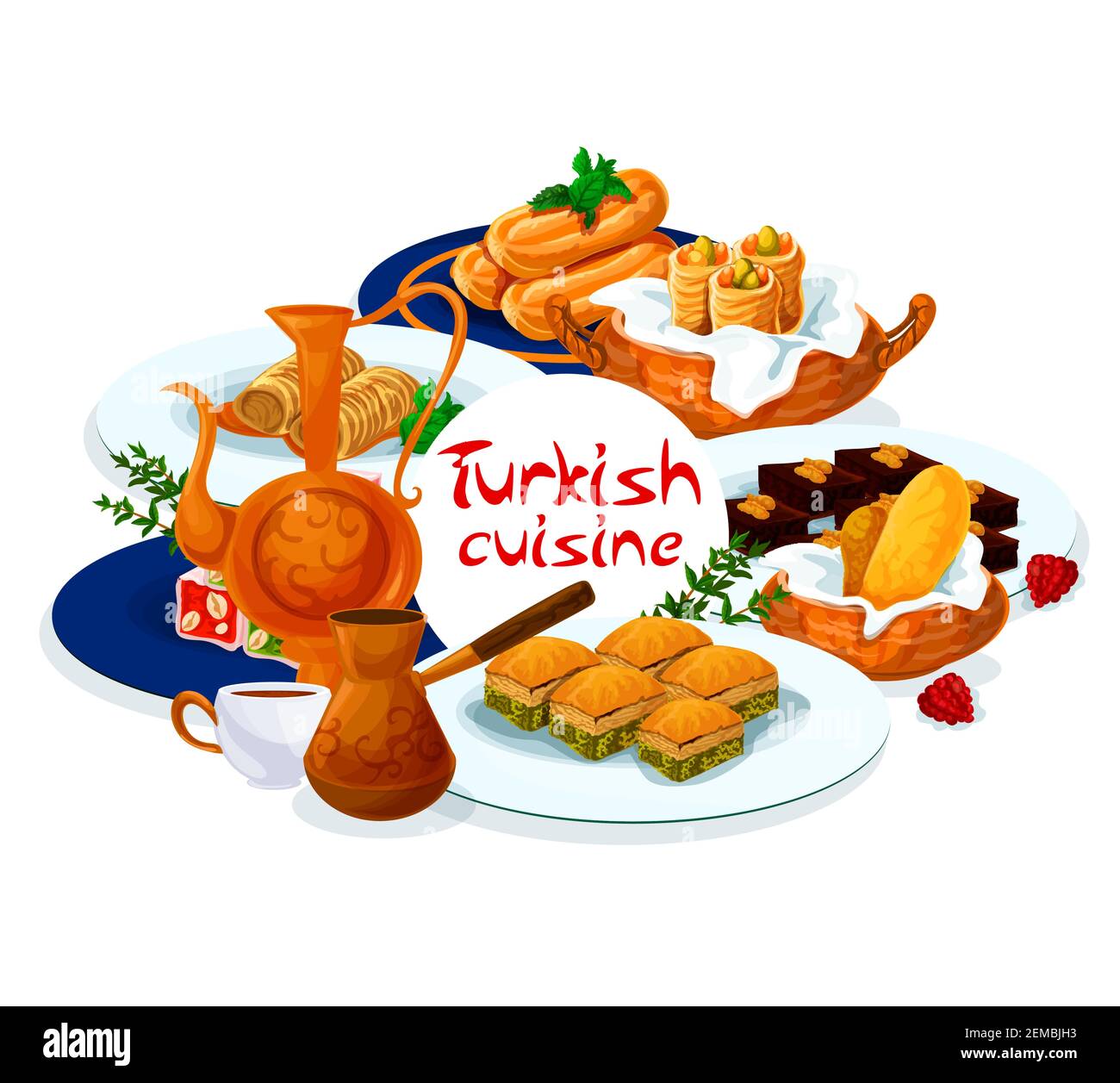 Turkish cuisine food menu, baklava and delight lokum, Turkey eastern ...