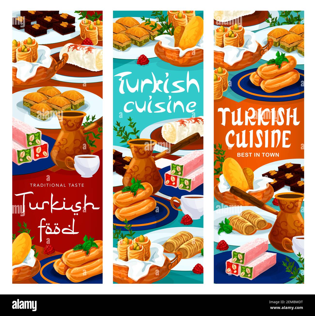 Turkish food cuisine menu, desserts, pastry sweets, traditional coffee ...