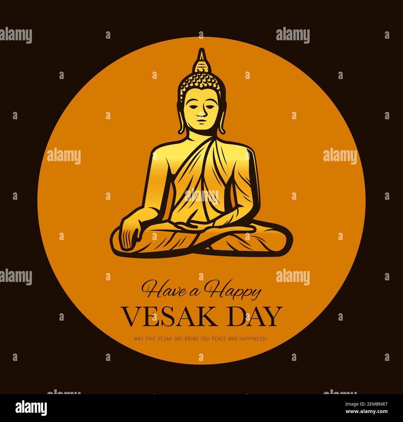 Vesak Day vector design of Buddhism religion Buddha holiday. Golden ...