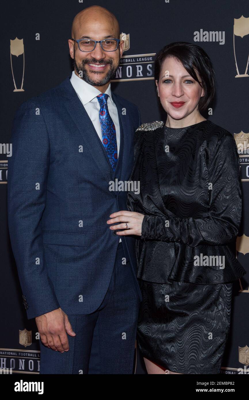 Keegan-Michael Key and Elisa Pugliese walking the red carpet at the NFL ...