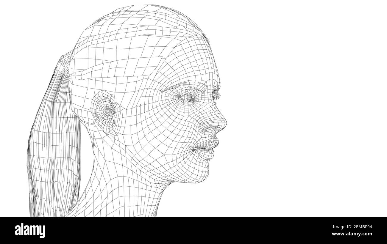 Wireframe portrait of a young beautiful girl Stock Vector Image & Art ...