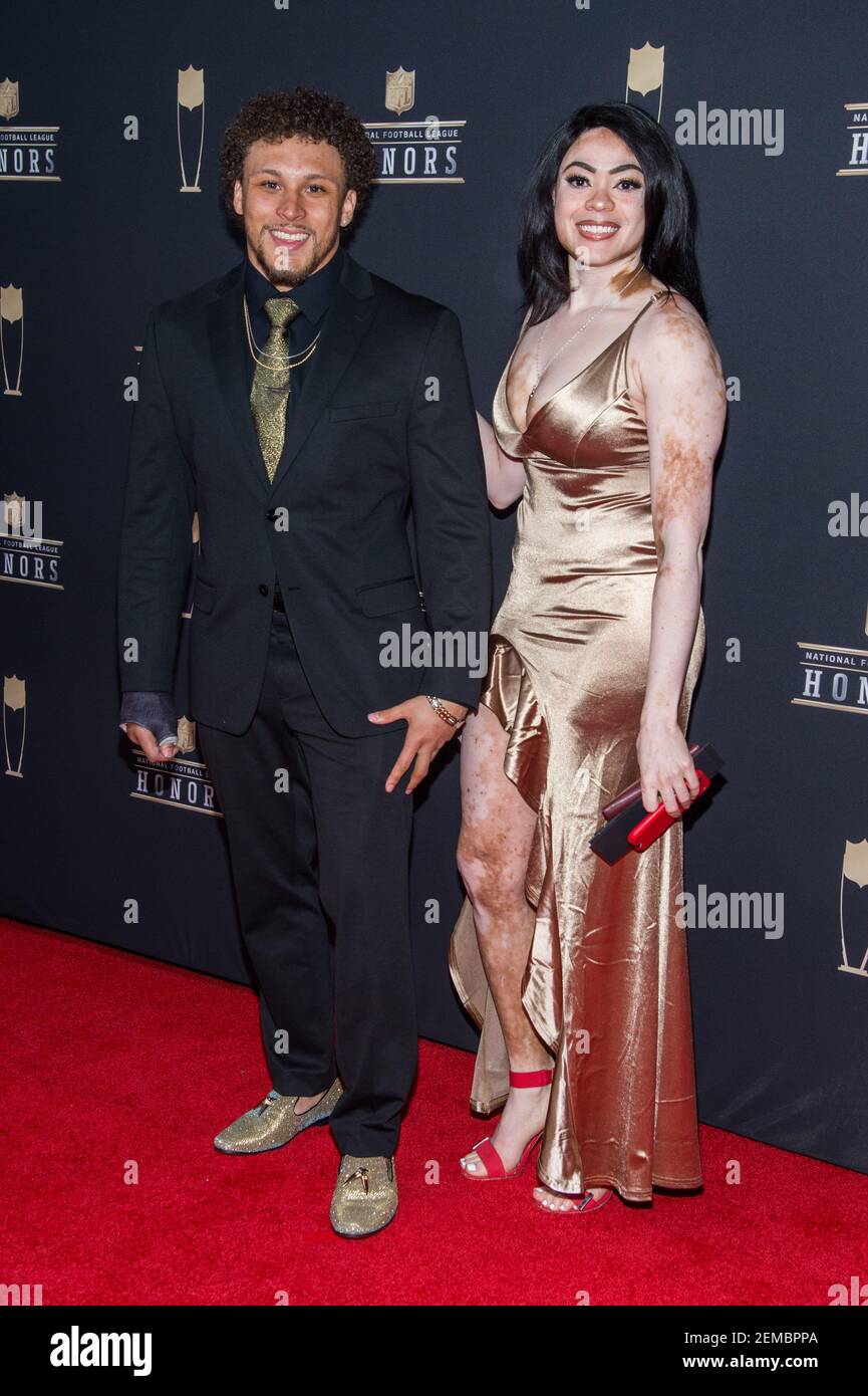 Phillip Lindsay walking the red carpet at the NFL Honors event held at ...