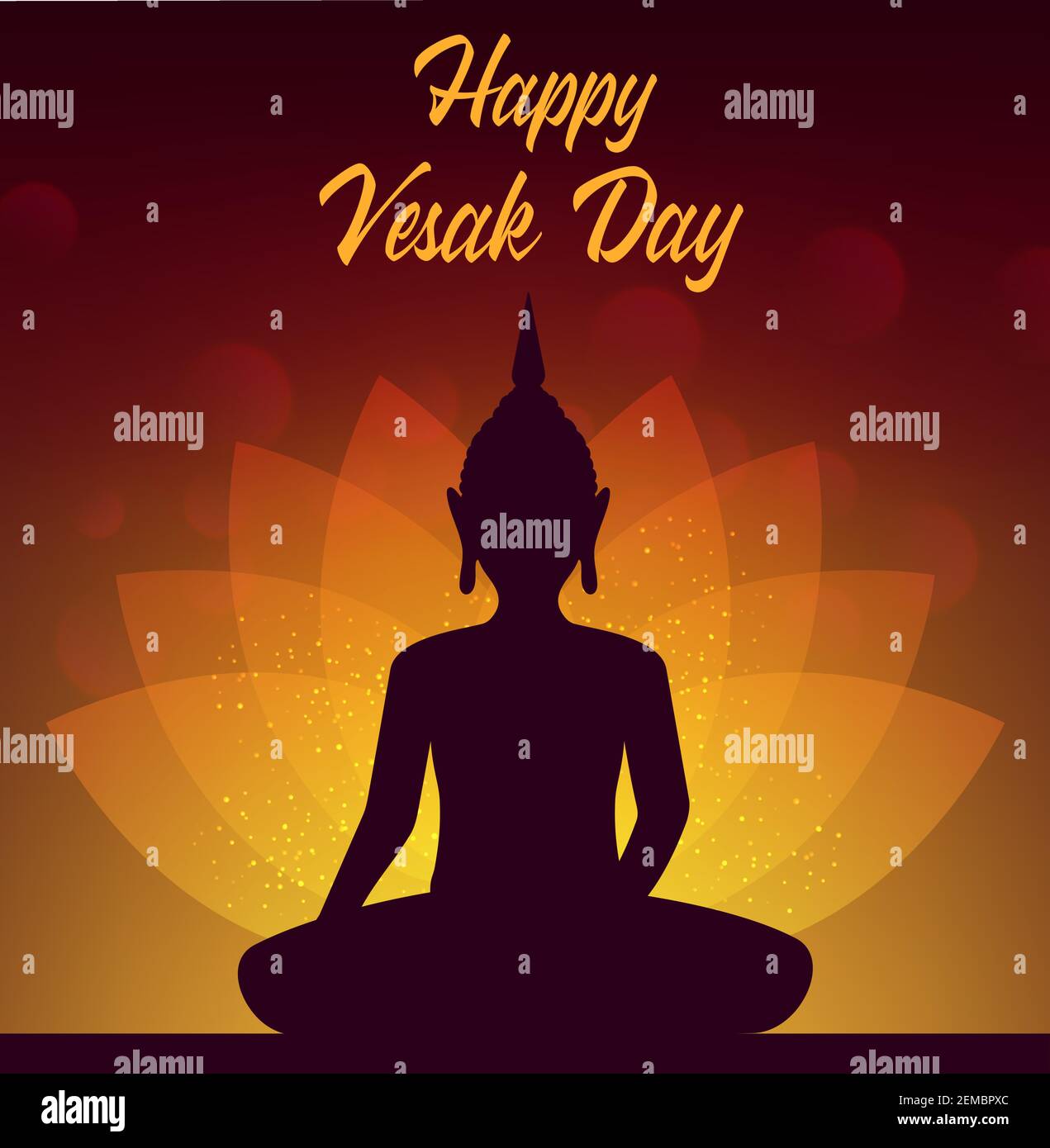 Vesak Day Buddha with lotus vector design of Buddhism religion holiday ...