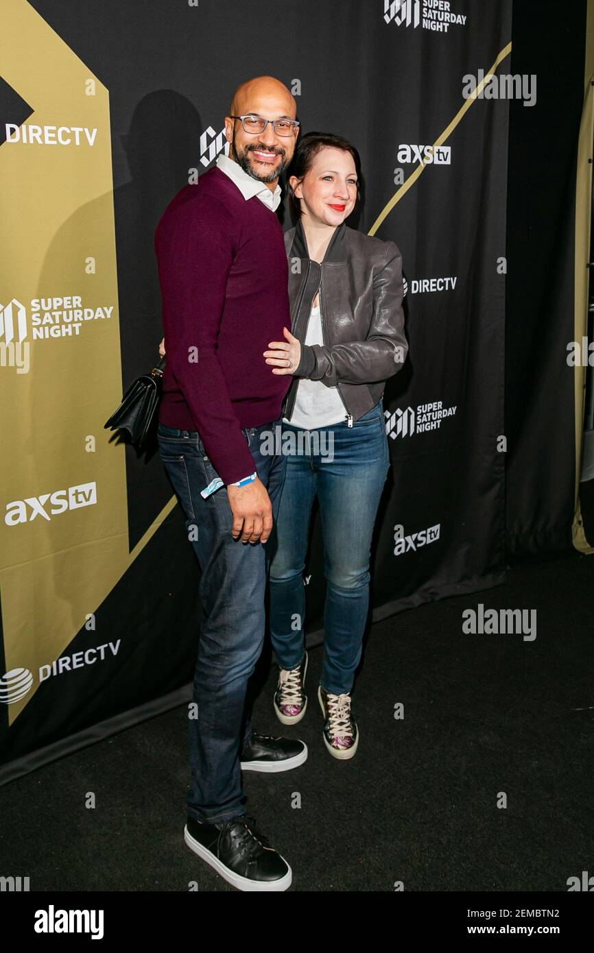 Keegan-Michael Key and Elisa Pugliese attends the DIRECTV Super ...