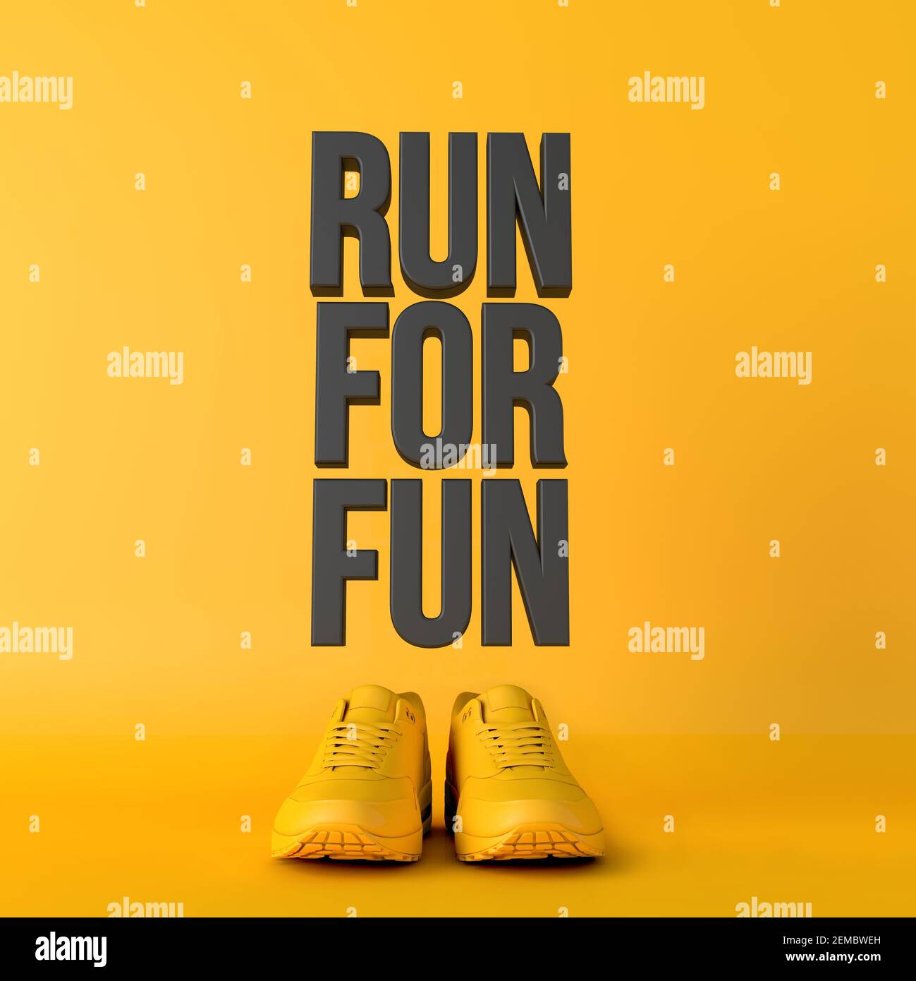 Run For Fun Motivational Workout Fitness Phrase 3d Rendering Stock