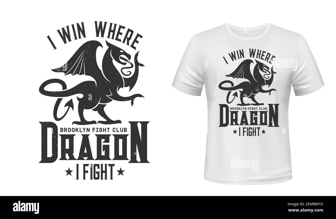 Dragon t-shirt print mockup, fight club emblem. Brooklin fight club ...