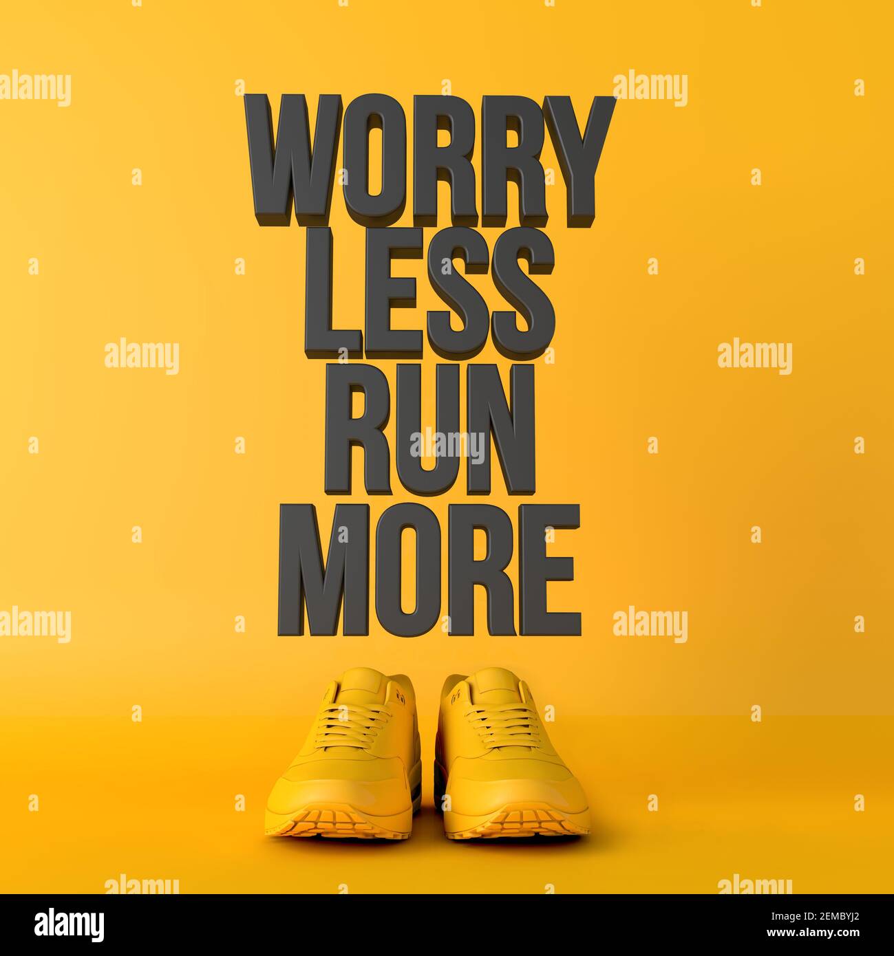 Worry Less Run More Motivational Workout Fitness Phrase 3d Rendering