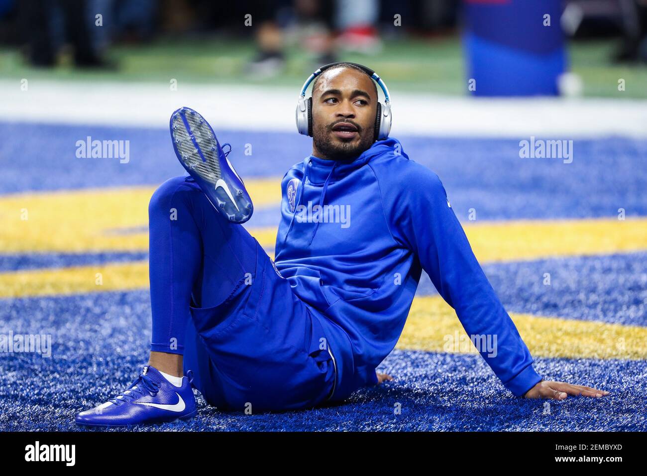 LA Rams wide receiver Robert Woods #17 stretches on the field during ...