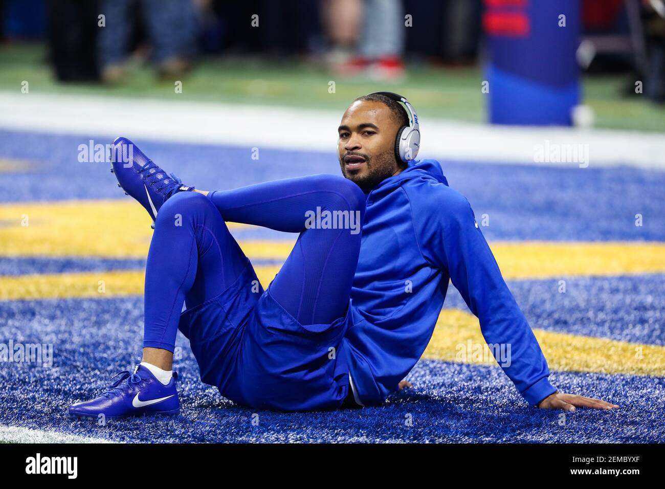 LA Rams wide receiver Robert Woods #17 stretches on the field during ...