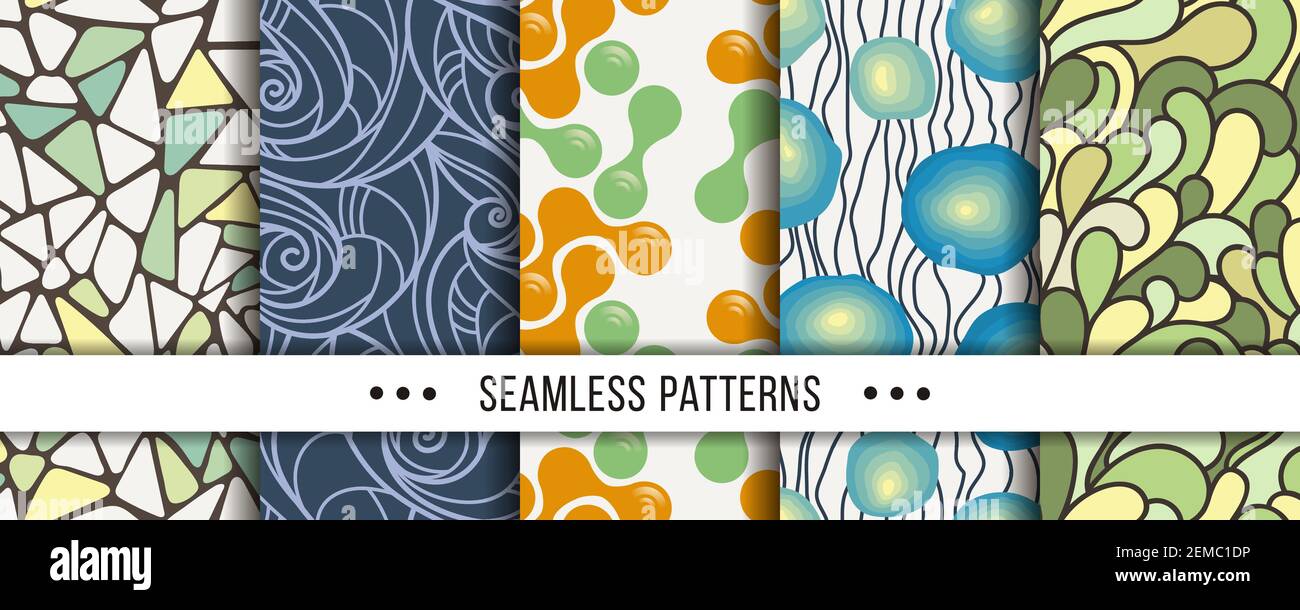 Set of Abstract Seamless Pattern. Collection of elegant patterns for ...
