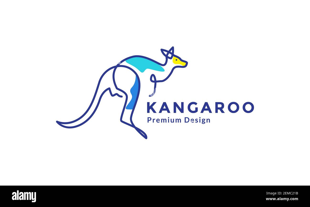 colorful abstract lines art animal kangaroo logo design vector icon ...