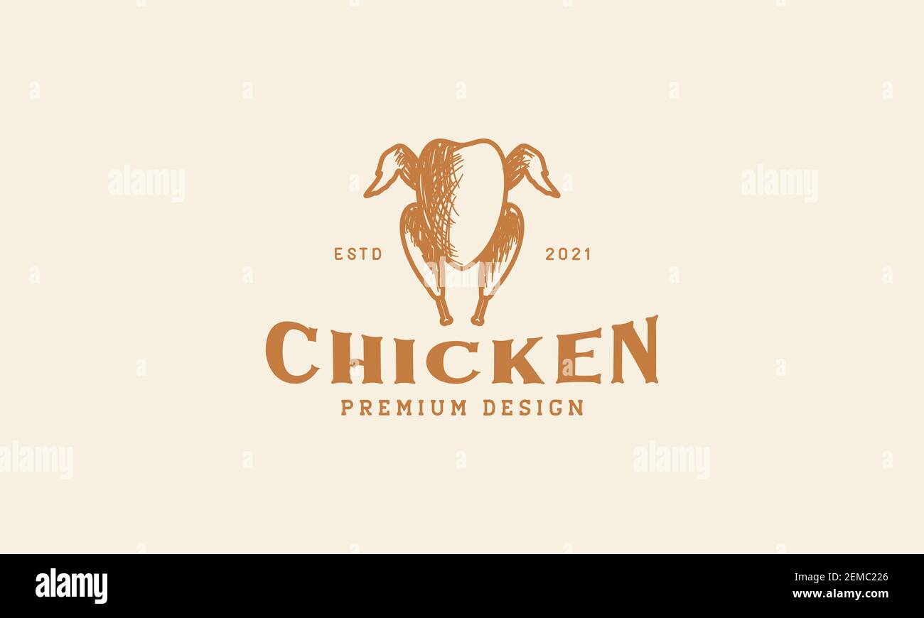 grilled chicken vintage logo design vector icon symbol illustration ...