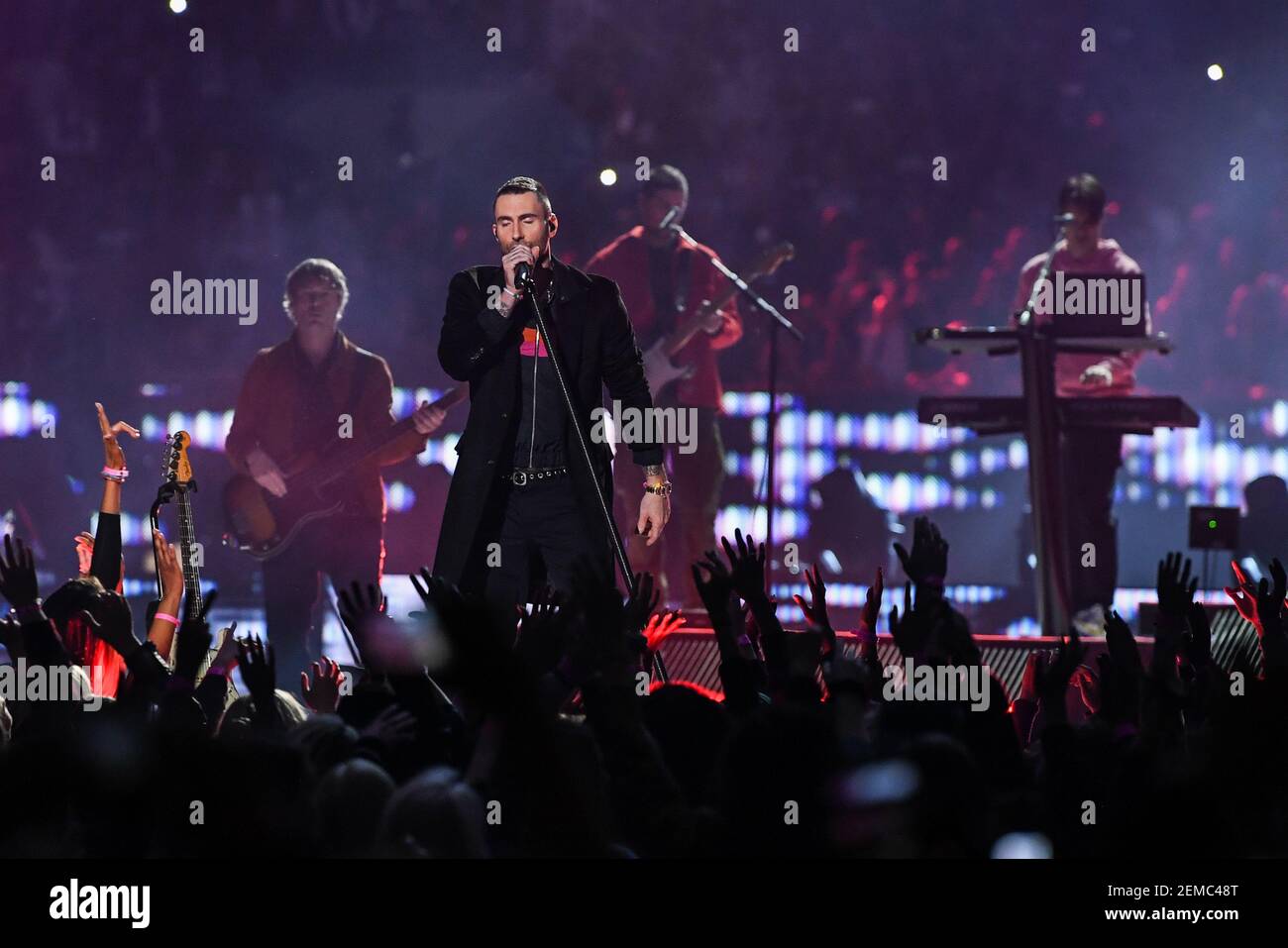 Adam Levine and Maroon 5 perform during the Super Bowl LIII halftime ...