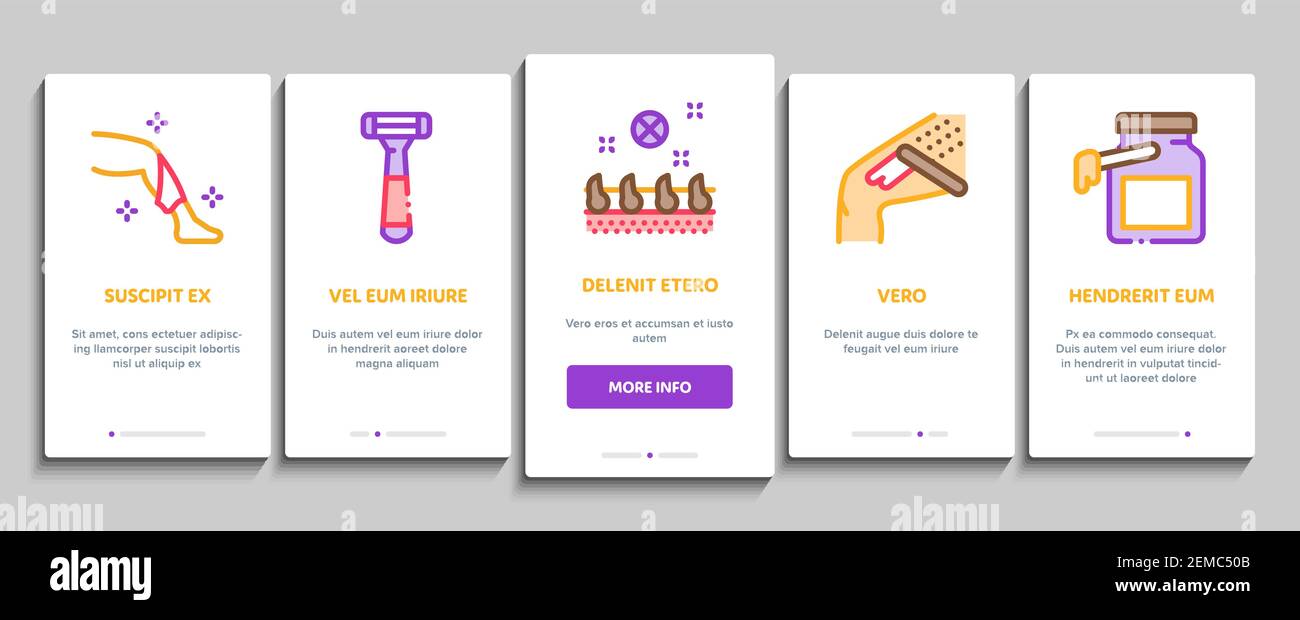 Depilation Procedure Onboarding Elements Icons Set Vector Stock Vector ...