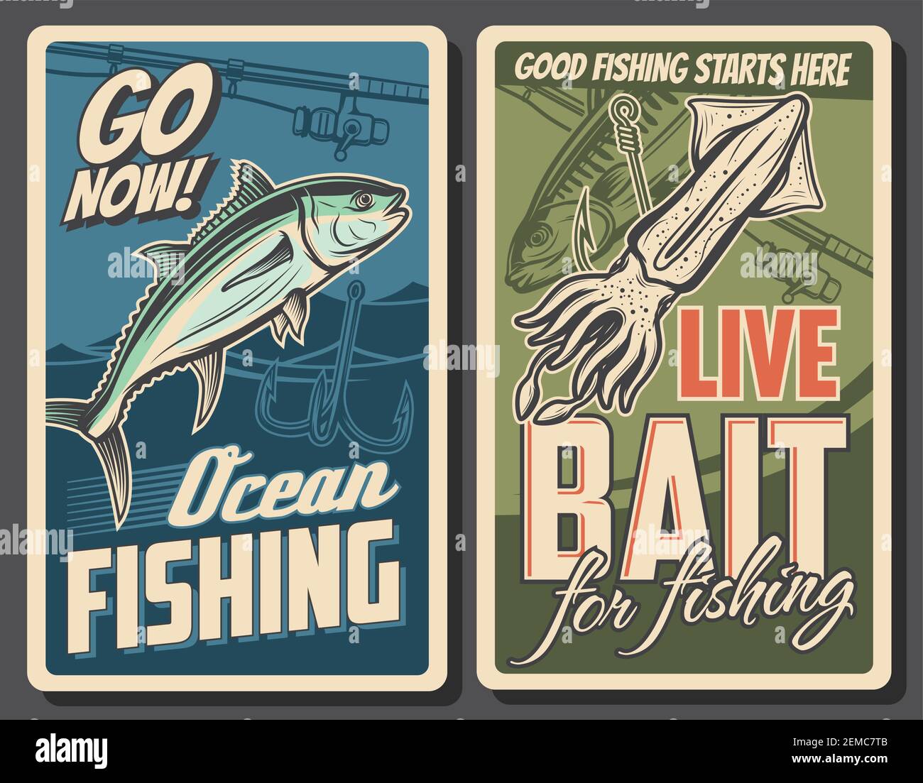 Vintage fishing posters Stock Vector Images - Alamy