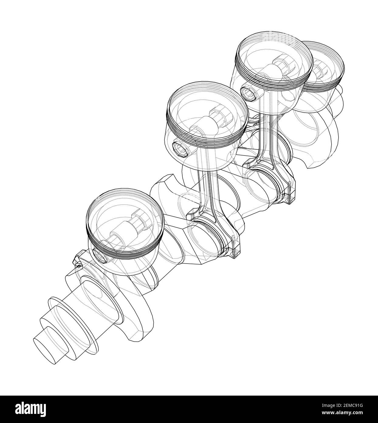 Engine crankshaft with pistons outline. Vector Stock Vector Image & Art ...