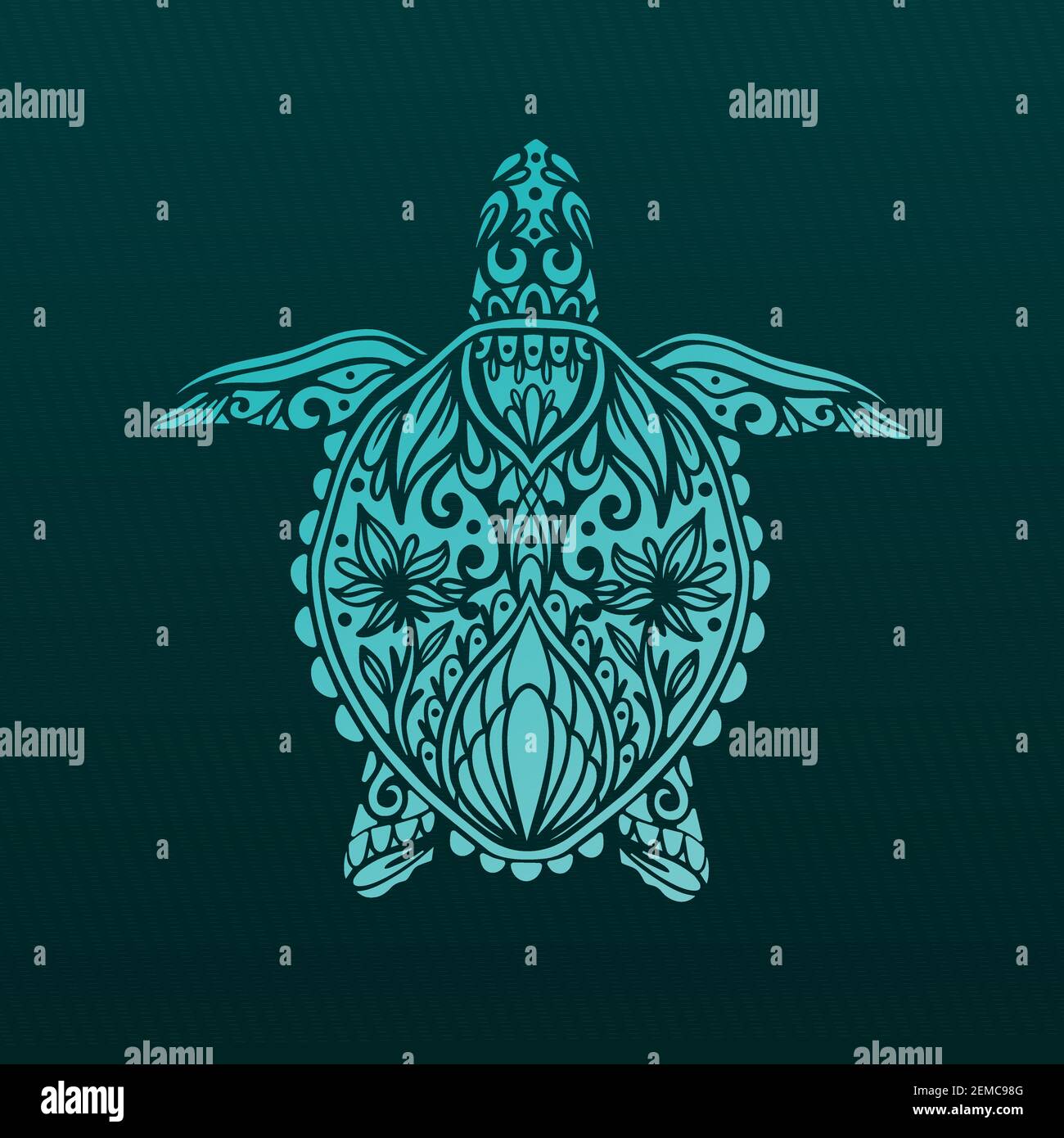 Turtle mandala ocean animal.Wild reptile isolated in white background ...