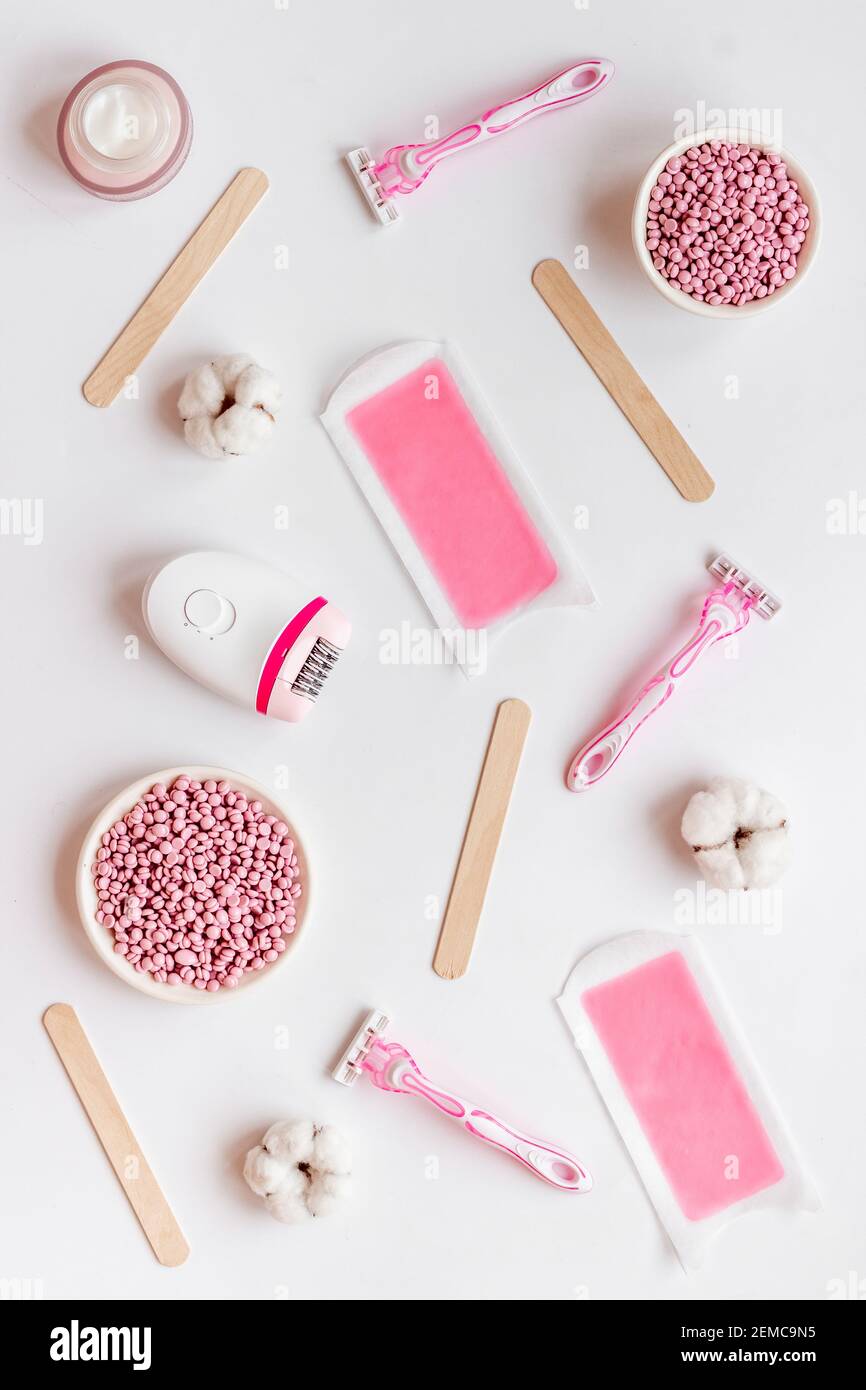 Pink epilator with wax strips and razor for removal of unwanted hair ...
