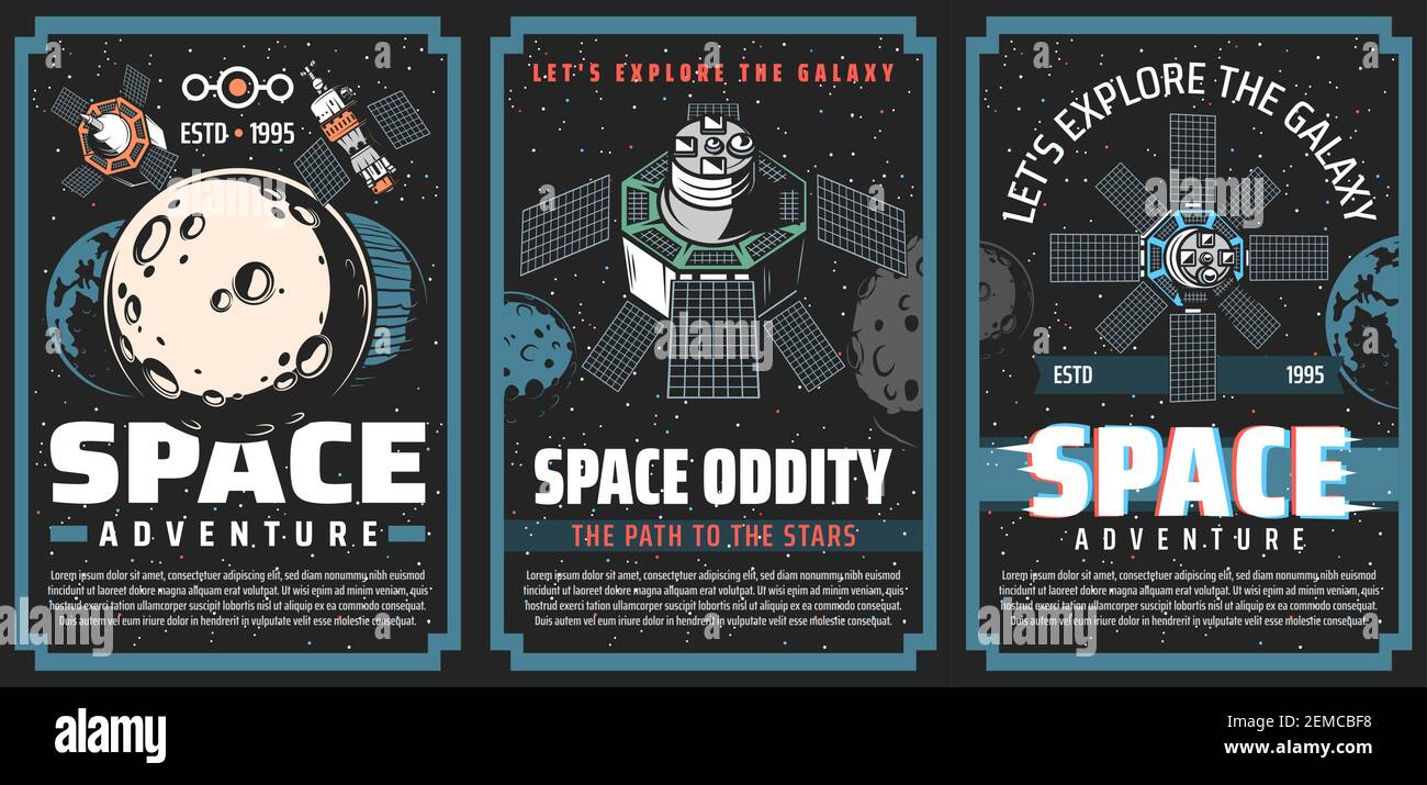 Universe galaxy outer space posters, planets and astronaut spaceship ...
