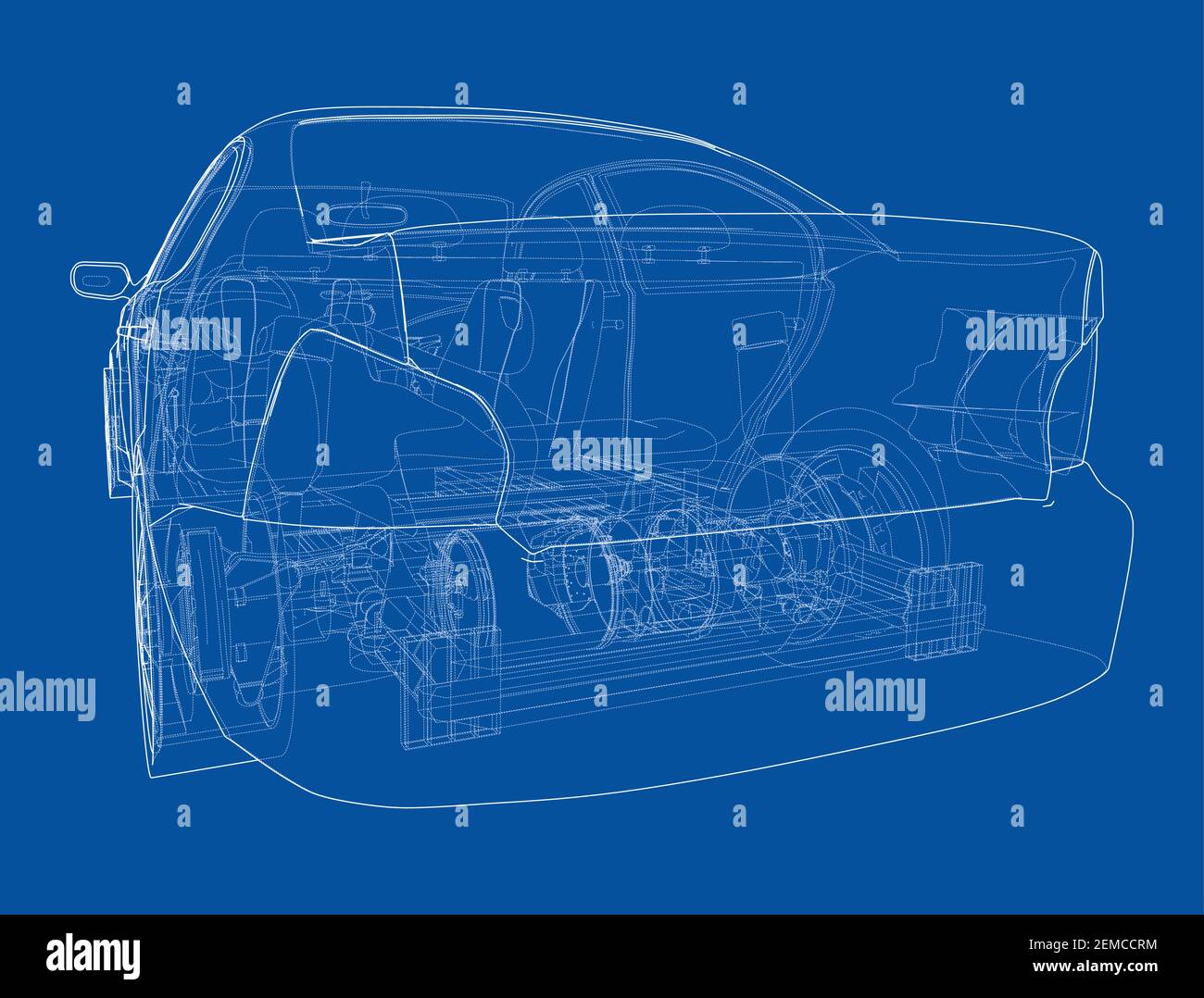 Electric Car With Chassis. Vector rendering of 3d Stock Vector Image ...