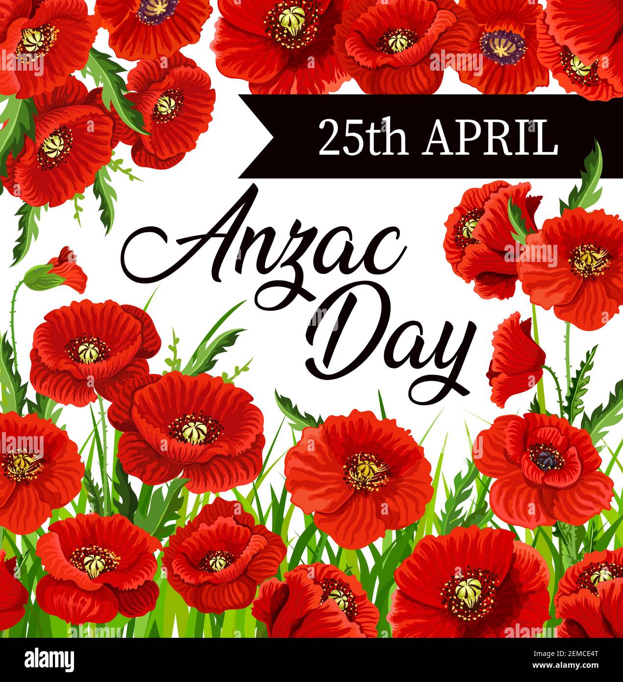 Anzac Day poppies vector design of Australia and New Zealand army ...