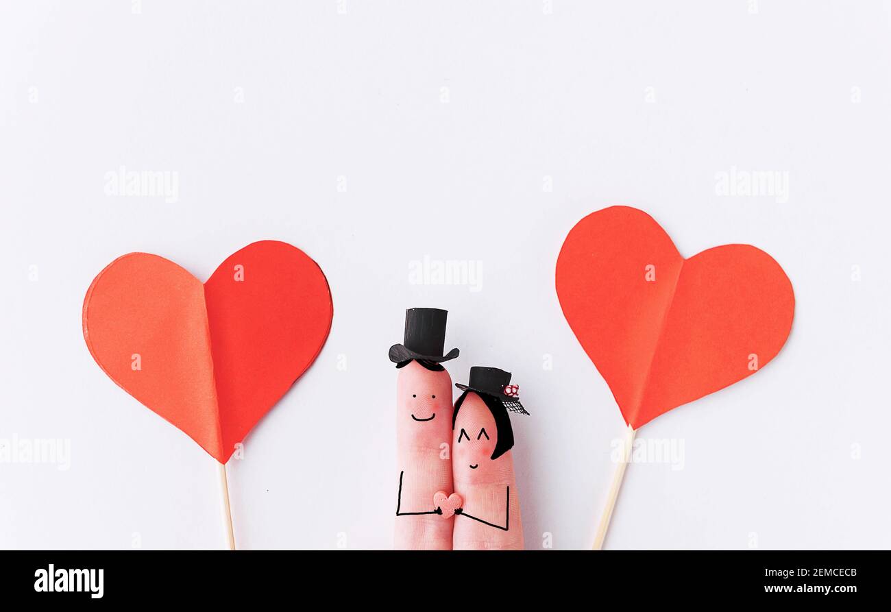 Happy finger couple in love Stock Photo - Alamy