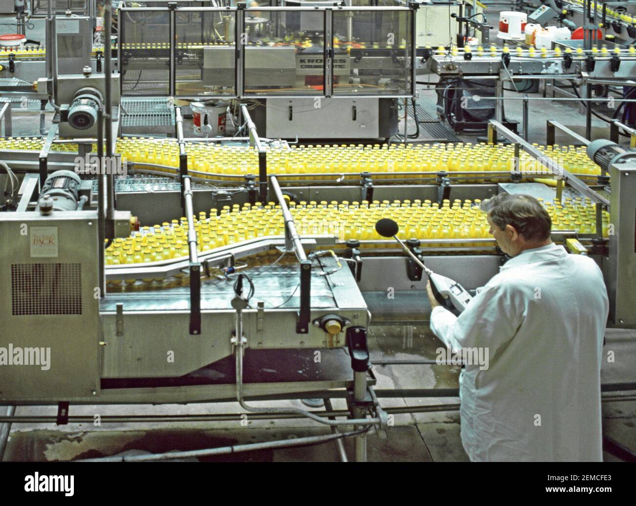 Health and Safety officer working in a 1980s soft drinks bottling ...