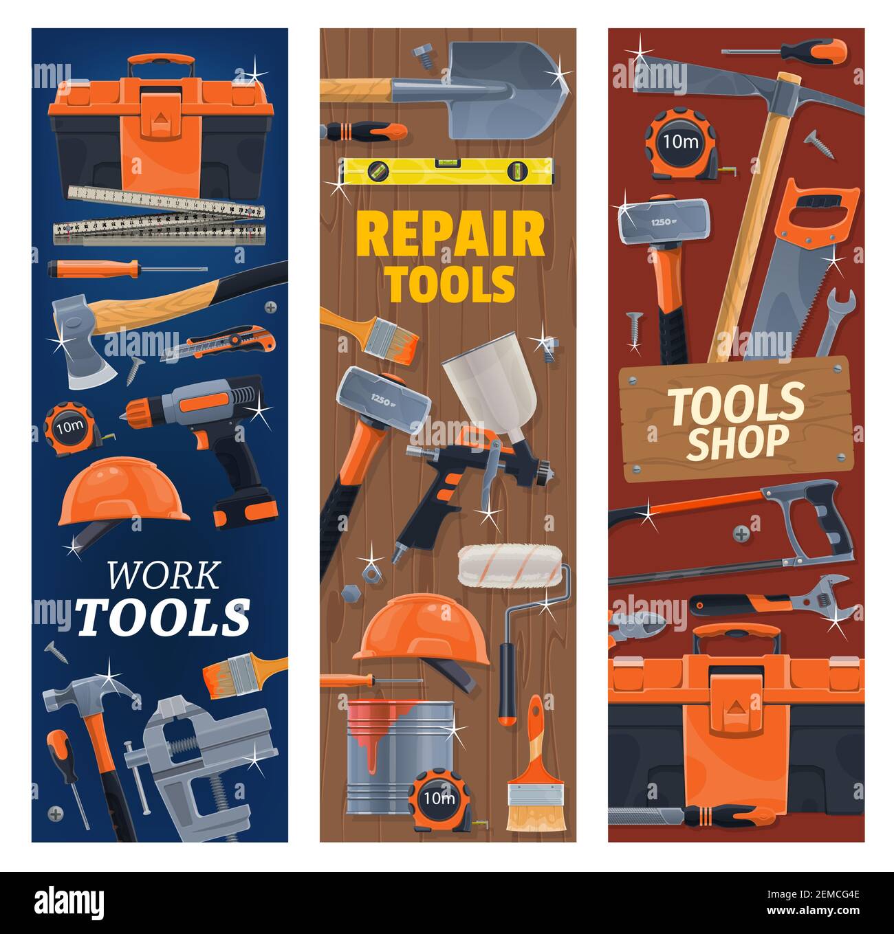 Construction, repair, DIY tools and toolbox. Vector. Carpenter rule and ...