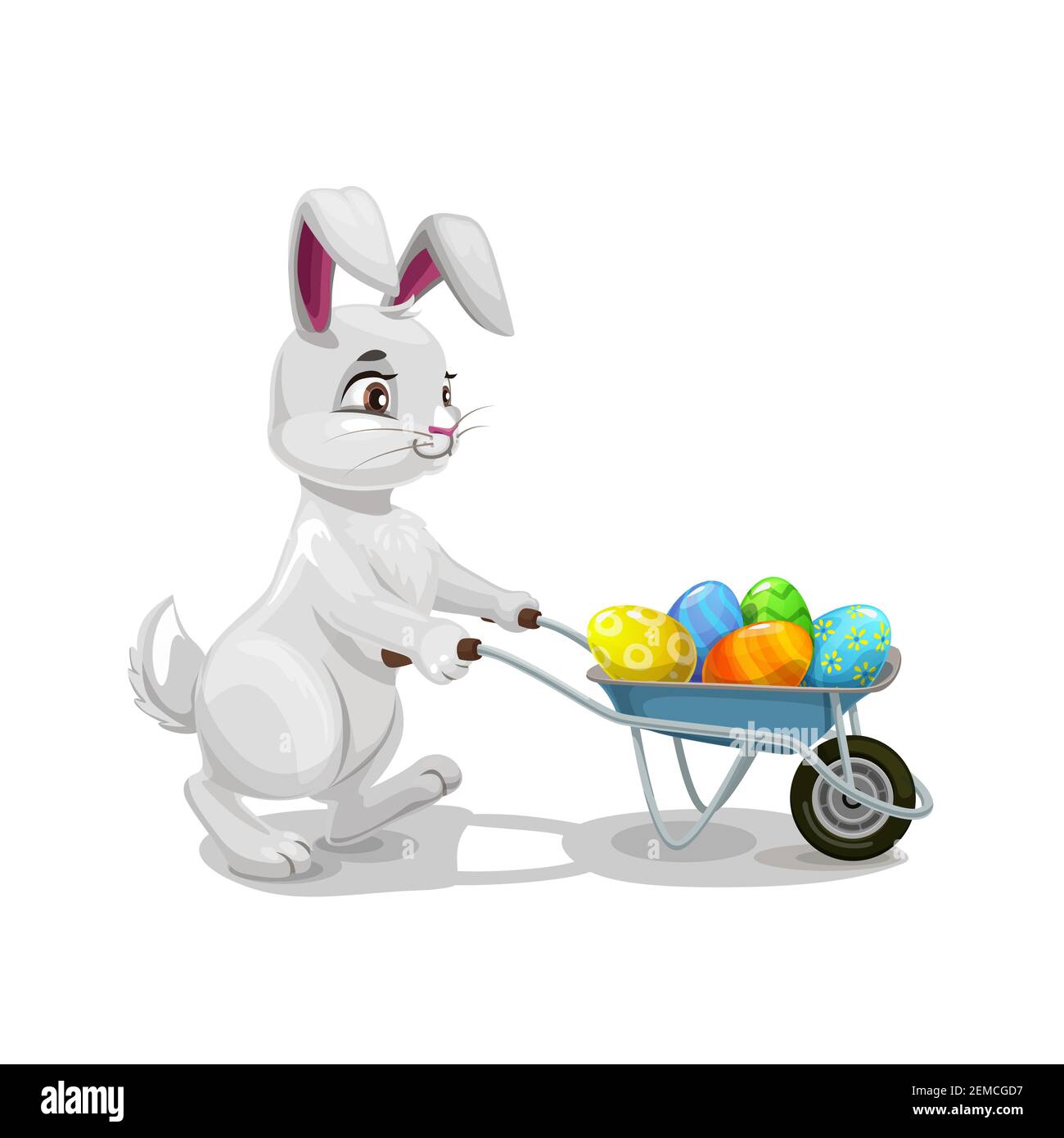 Bunny Or Rabbit Carrying Easter Egg Hunt Wheelbarrow Religion Holiday