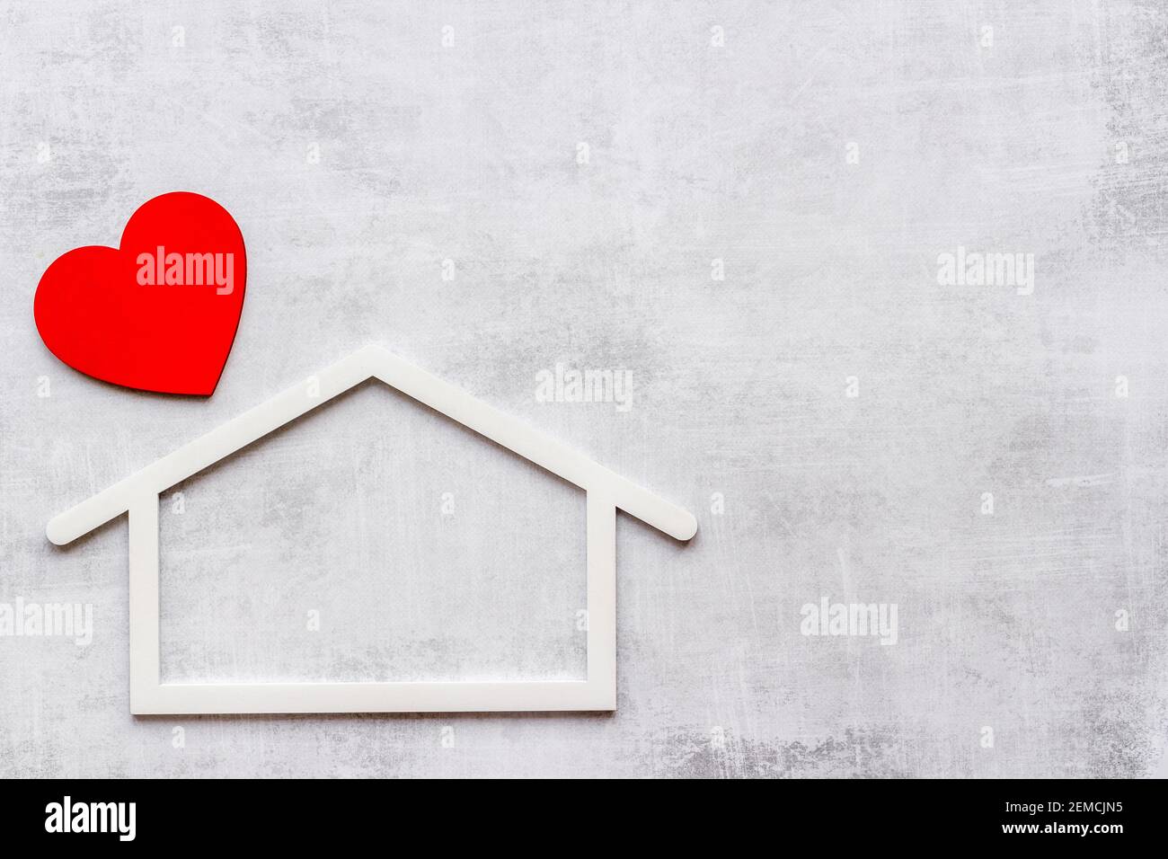 Buy house for family concept. Home shape with heart. Top view Stock ...