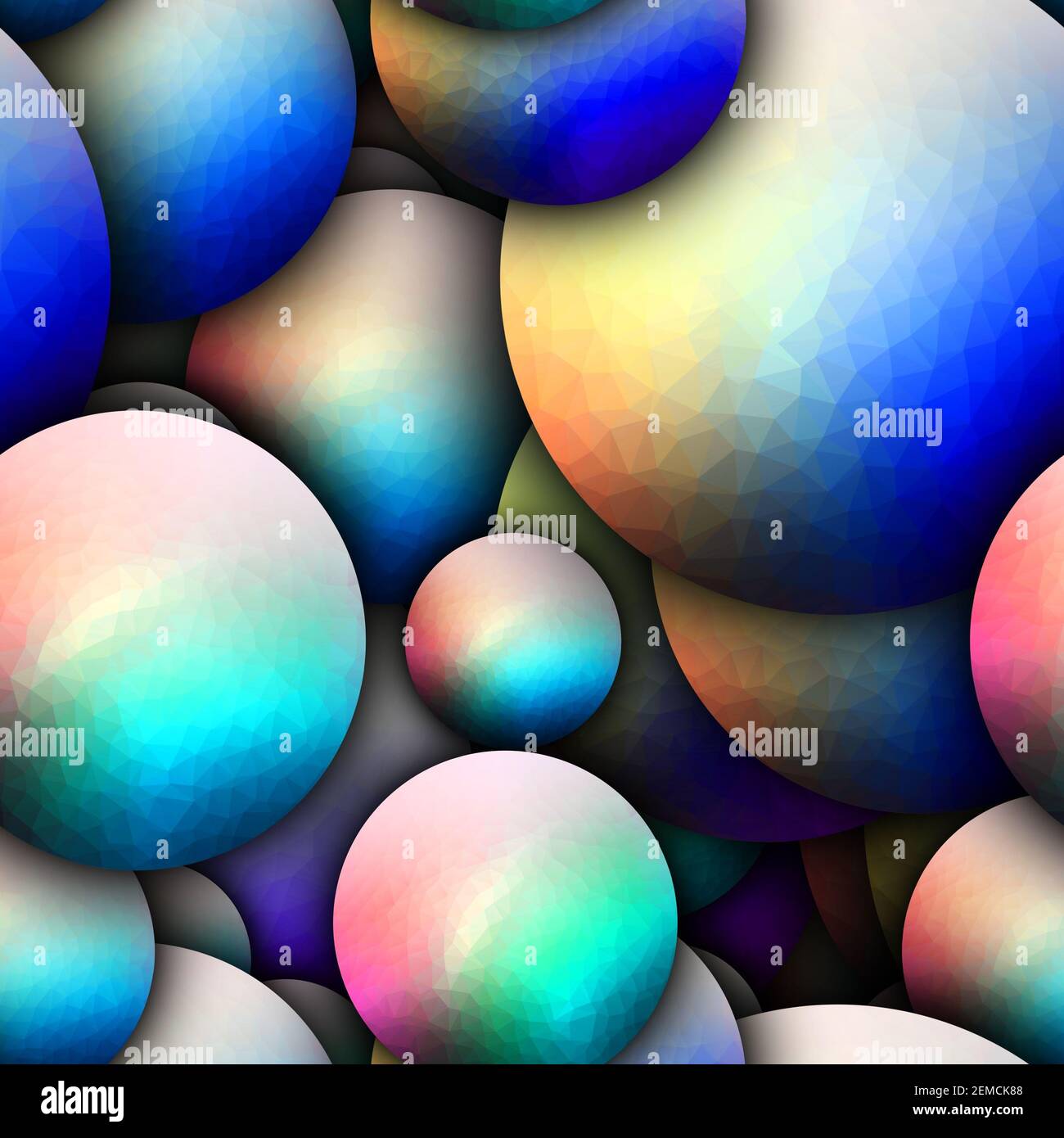 3D render seamless pattern background tile with colorful polygonal ...