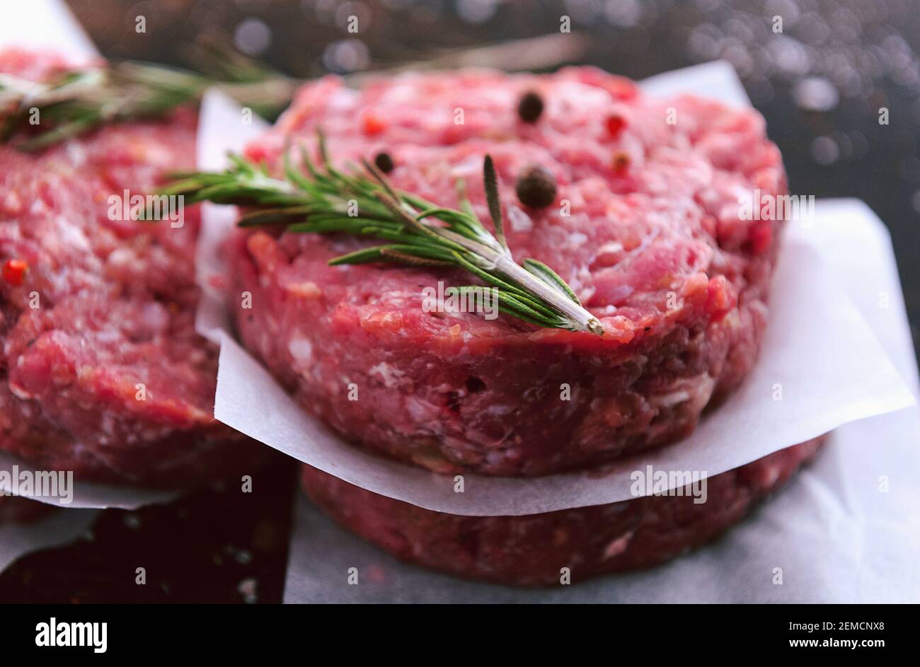 the formation of ground beef for grilling burger Stock Photo - Alamy