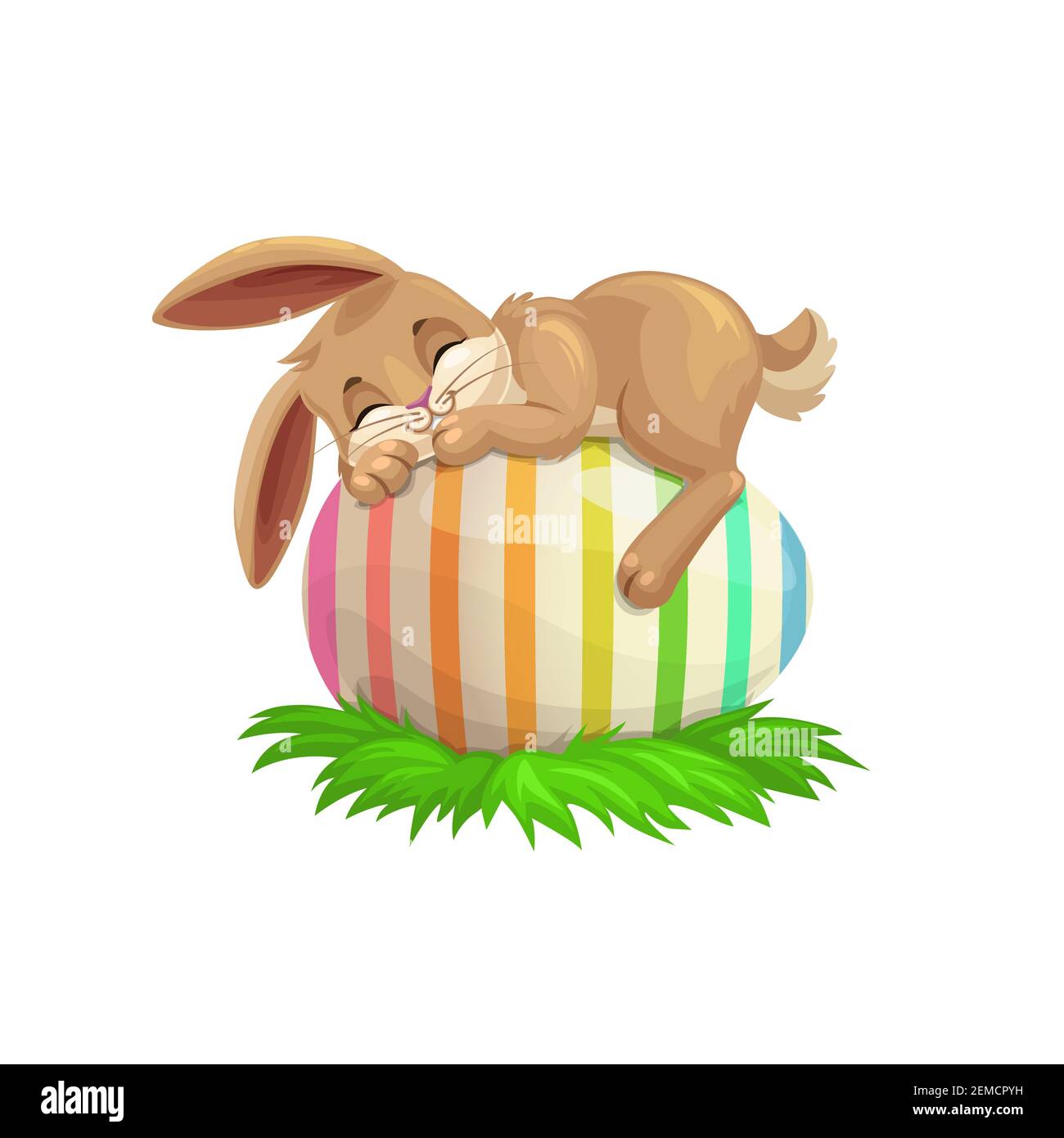 Cartoon resting bunny isolated illustration Stock Vector Images - Alamy