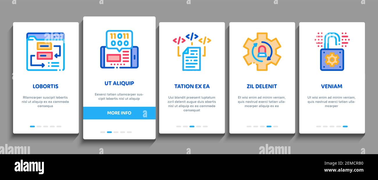 Software Testing And Analysis Onboarding Elements Icons Set Vector ...