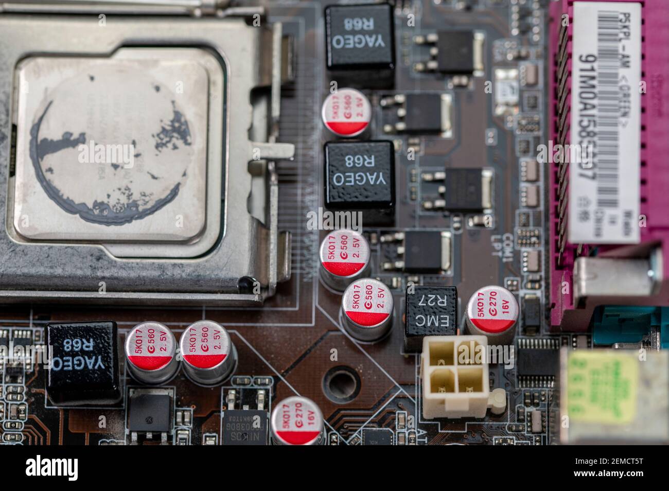 detail of a motherboard and the processor of a stationary computer ...
