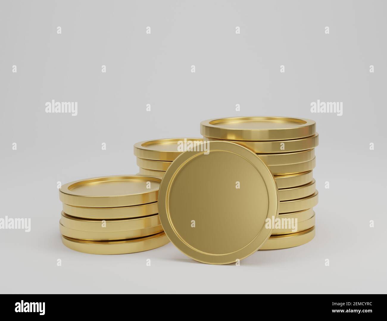 Gold coin stacks on white background. Banking and finance concept. 3D ...