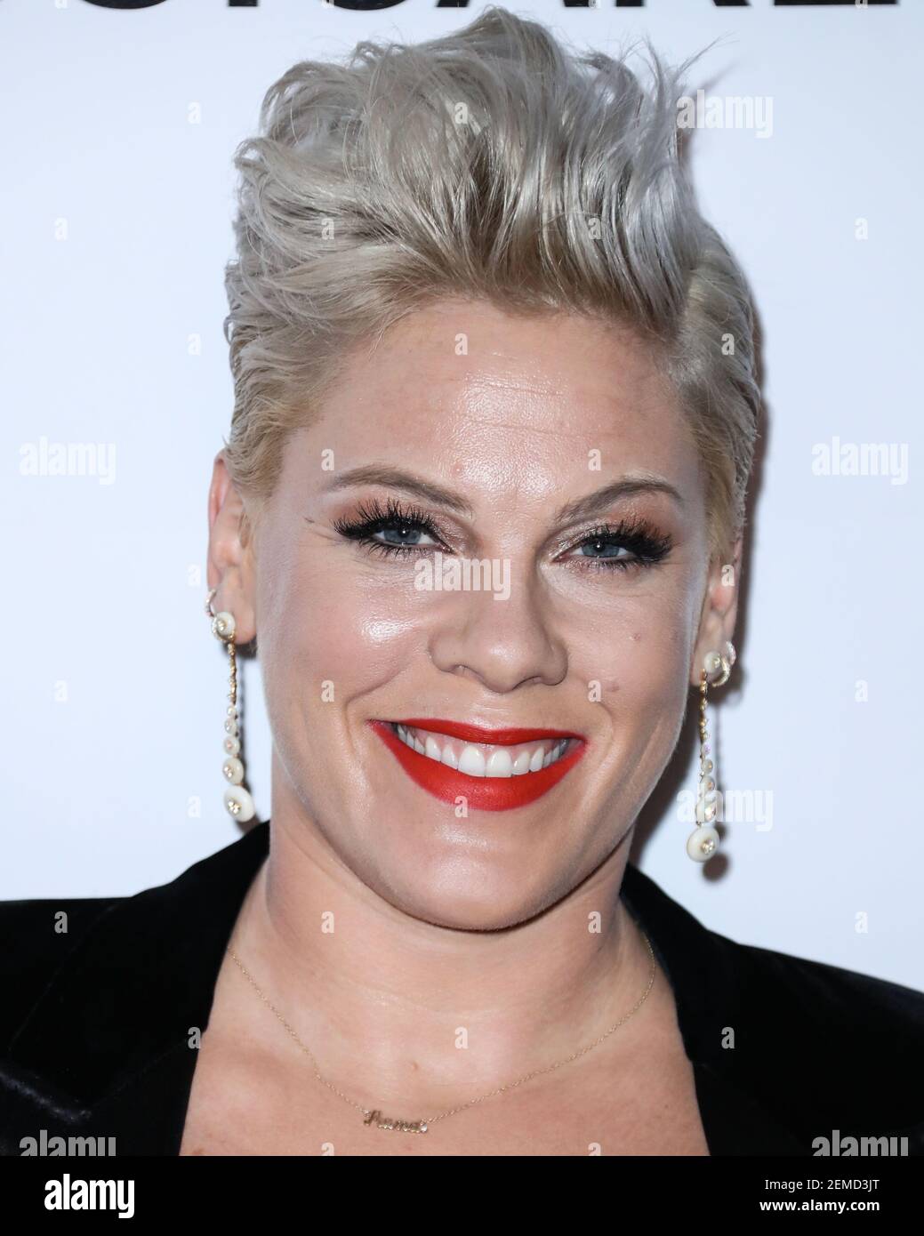 LOS ANGELES, CA, USA - FEBRUARY 08: Singer P!nk (Pink, Alecia Moore) arrives at the 2019 ...