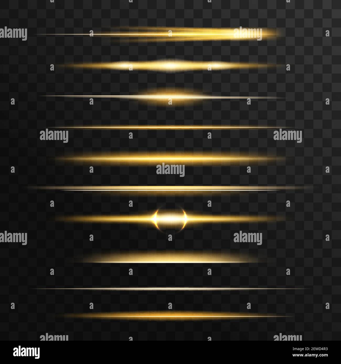 Golden and yellow light flashes, glow vector lines. Gold glowing ...
