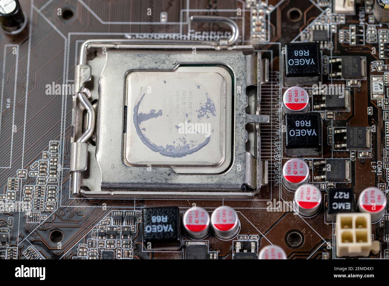 detail of a motherboard and the processor of a stationary computer ...