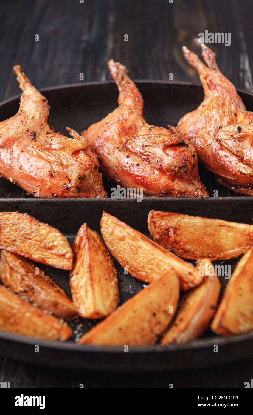 Homemade eco-friendly cooked quail Stock Photo - Alamy