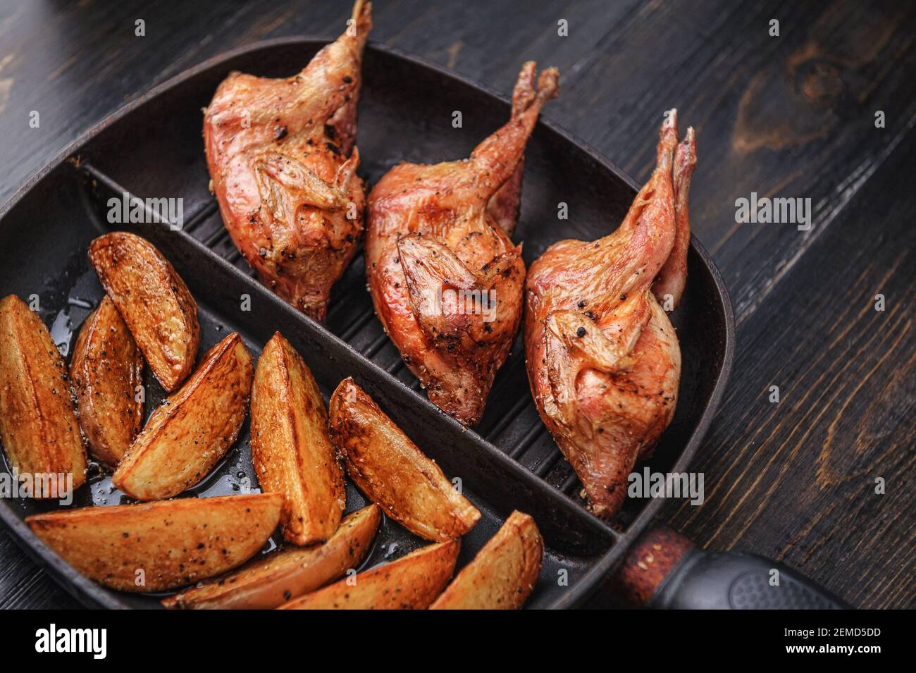 Homemade eco-friendly cooked quail Stock Photo - Alamy