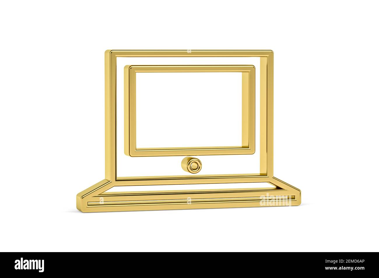 Golden 3d laptop icon isolated on white background - 3D render Stock ...