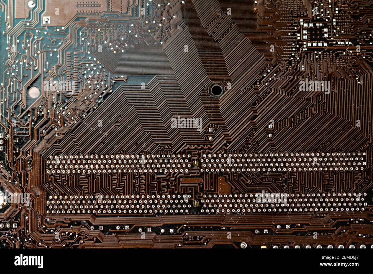 detail of the back of a motherboard with the solder track Stock Photo ...